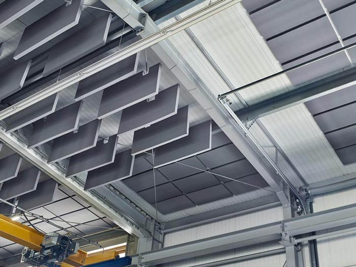 Sound insulation for industrial buildings, factories and workshops